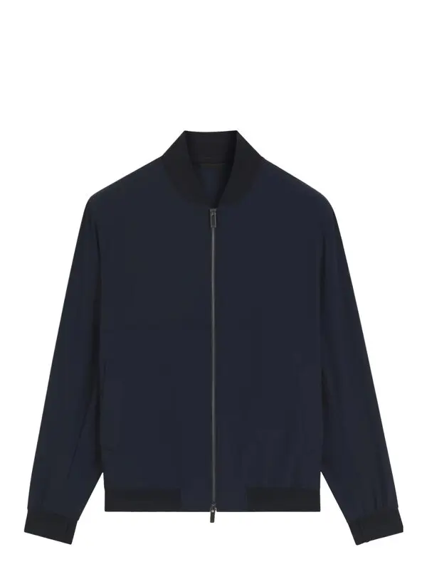 Hugo Boss Slim-fit Jacket In Micro-patterned Stretch Fabric - Dark Blue