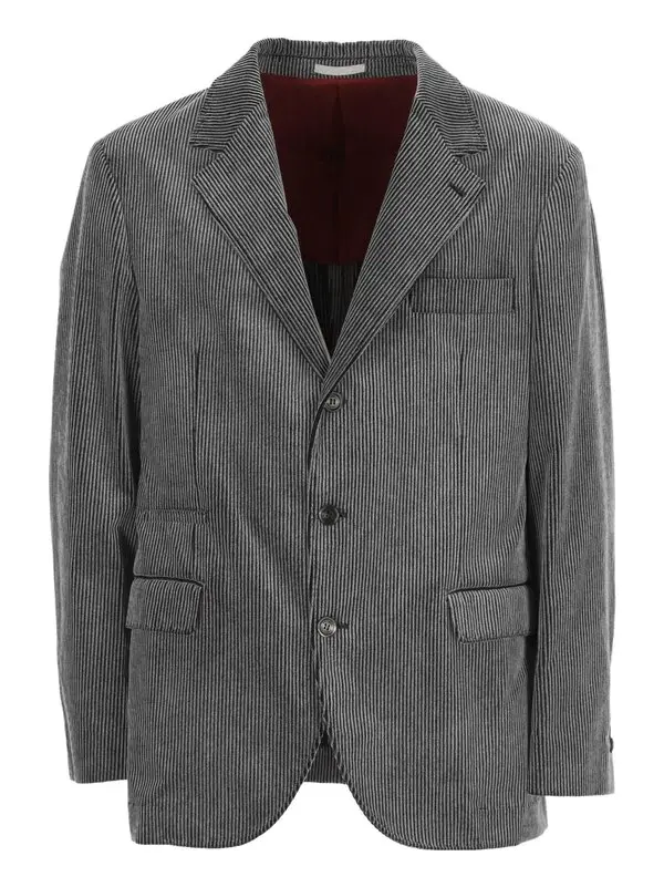 Brunello Cucinelli Classic Pin Stripe Suit Jacket - Black