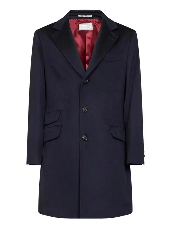 Brunello Cucinelli Collared Long-sleeved Coat - Black