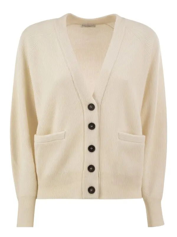 Brunello Cucinelli Ribbed-knit Cashmere Cardigan - Nude