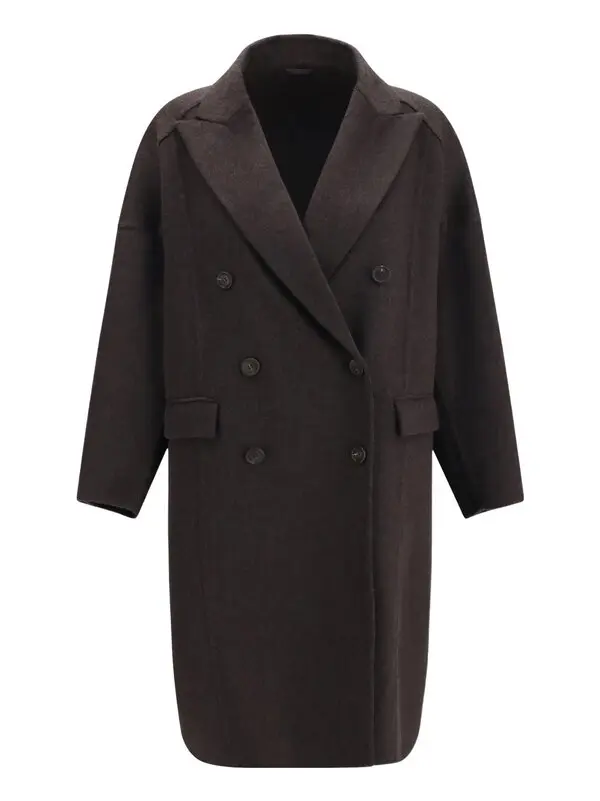 Brunello Cucinelli Double-breasted Long-sleeved Coat - Black