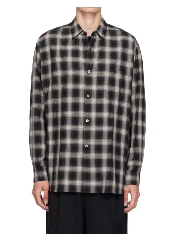 SSSTEIN Long-sleeved Plaid Shirt - Black Gradient