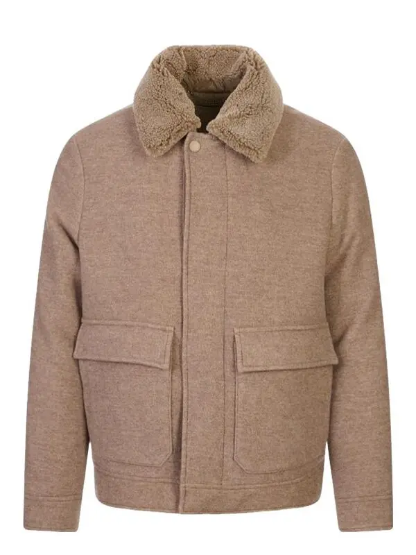 Canali Shearling Collar Jacket - Brown
