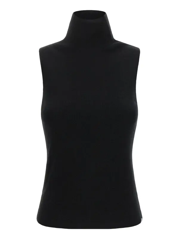Extreme Cashmere Sleeveless Knitted Top With High Neck - Black