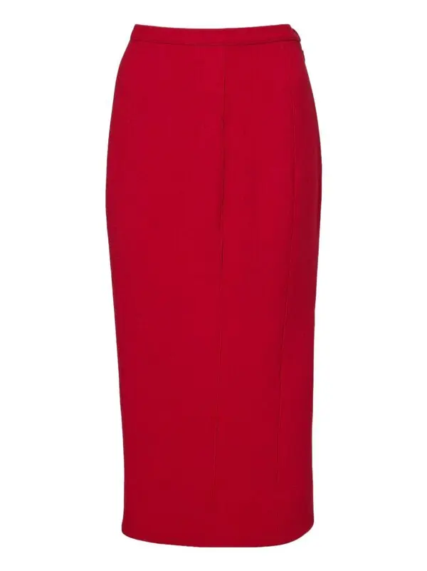 MUGLER High Waist Pencil Skirt With Slit Details - Red