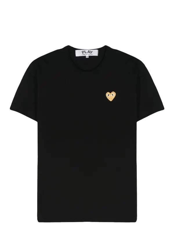 Play Comme Des Garcon Heart Patch Cotton T-shirt - Black