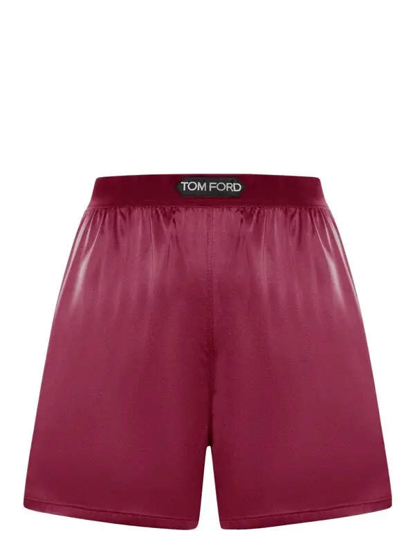 TOM FORD Logo Waistband Satin Shorts - Red