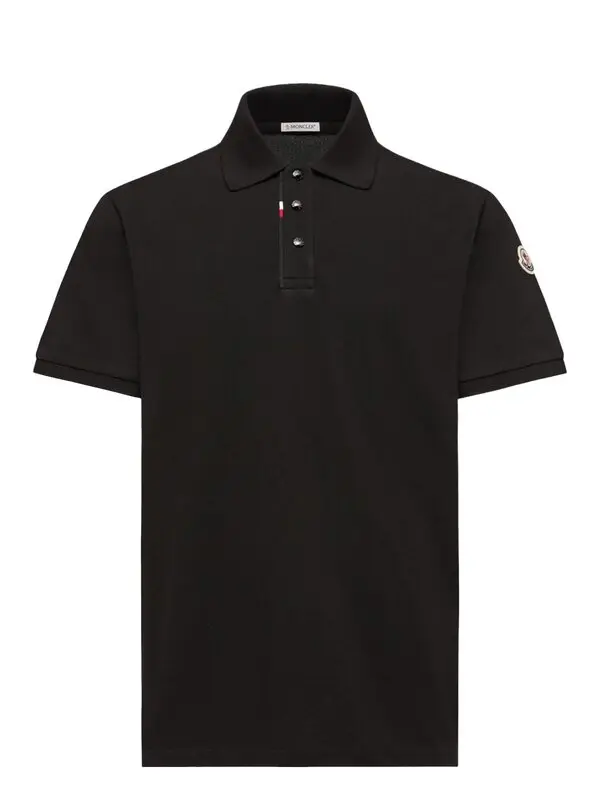 Moncler Logo Cotton Piquet Polo Shirt - Black