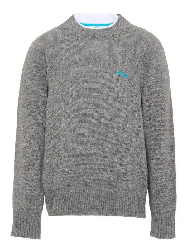 MSGM Crew Neck Knit Top With Ribbed Cuffs And Hem - No