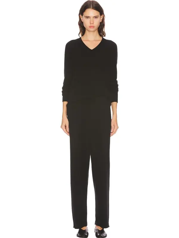 THE ROW Phora Cashmere V-neck Sweater - Black
