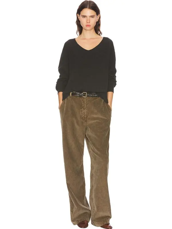 THE ROW V-neck Ribbed Sweater - Charcoal