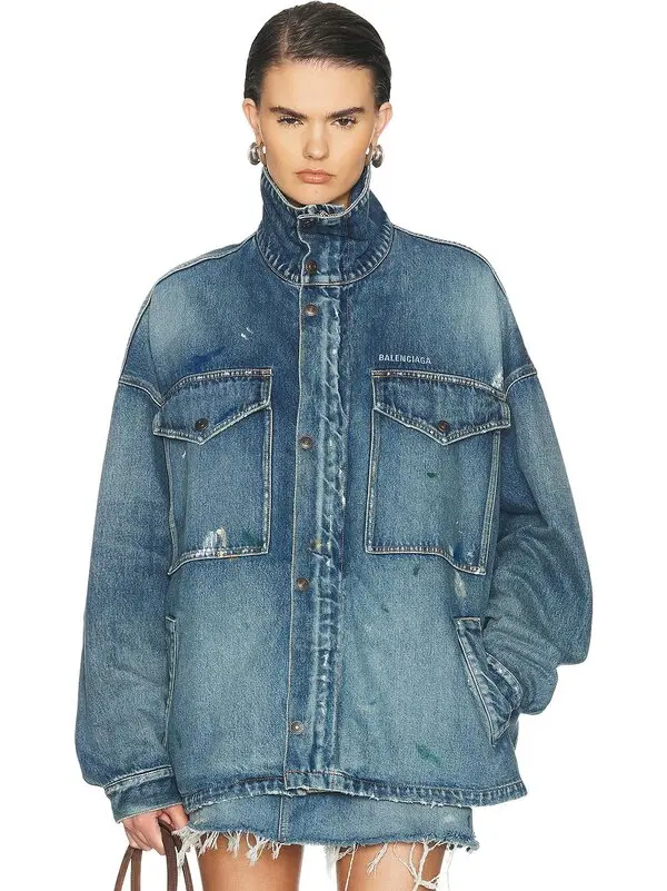 Balenciaga Denim Parka - Stained Blue