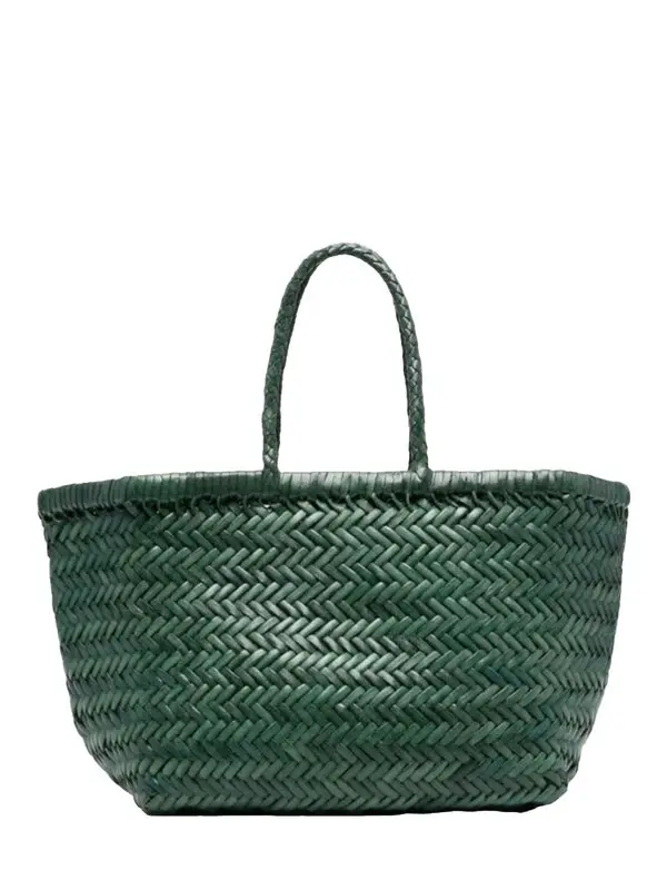 Dragon Diffusion Triplo Salto Woven Leather Handbag With Double Handle - Green