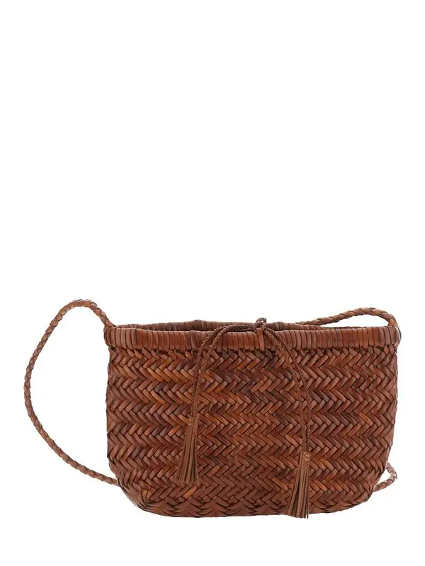 Dragon Diffusion Woven Leather Mini Crossbody Bag - Burnt