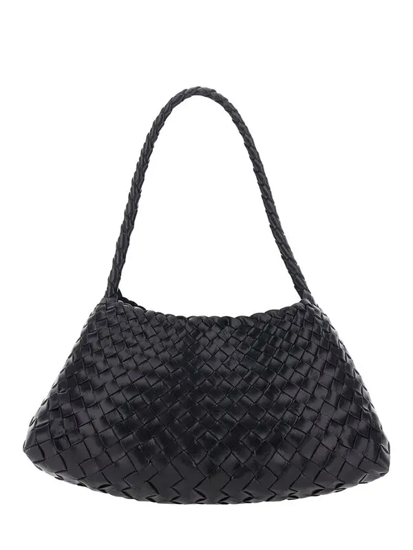 Dragon Diffusion Rosanna Woven Leather Flared Shoulder Bag - Black