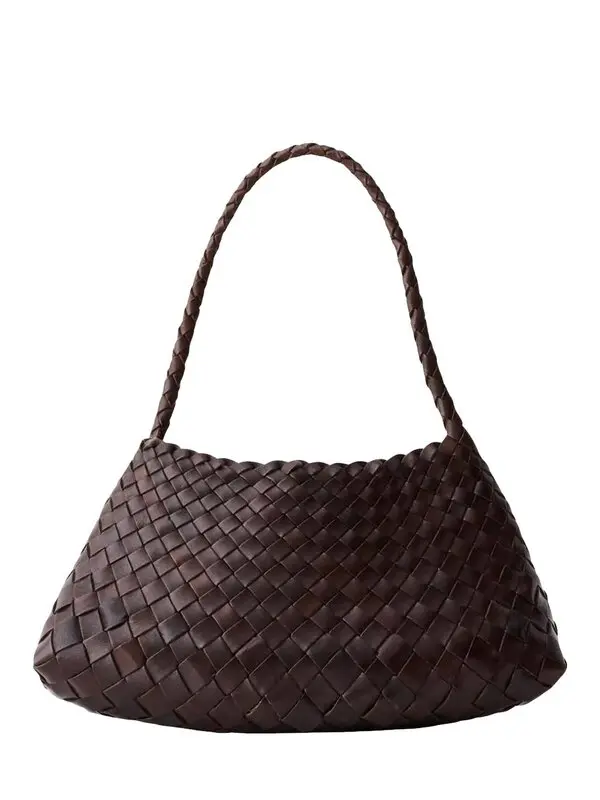 Dragon Diffusion Rosanna Woven Leather Flared Shoulder Bag - Brown