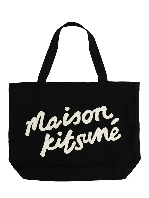 Maison Kitsuné Large Cotton Canvas Tote Bag - Black