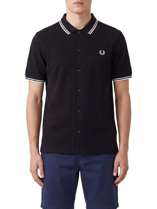 Fred Perry Cotton Polo Shirt With Tipped Collar And Contrasting Embroidered Logo - Blue