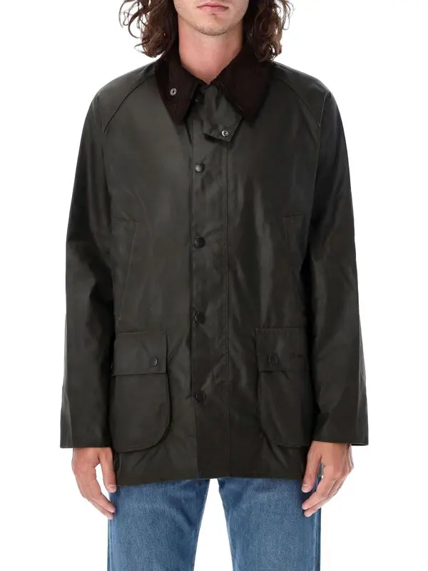 Barbour Bedale Relaxed Fit Waxed Cotton Jacket With Velvet Collar - Olive