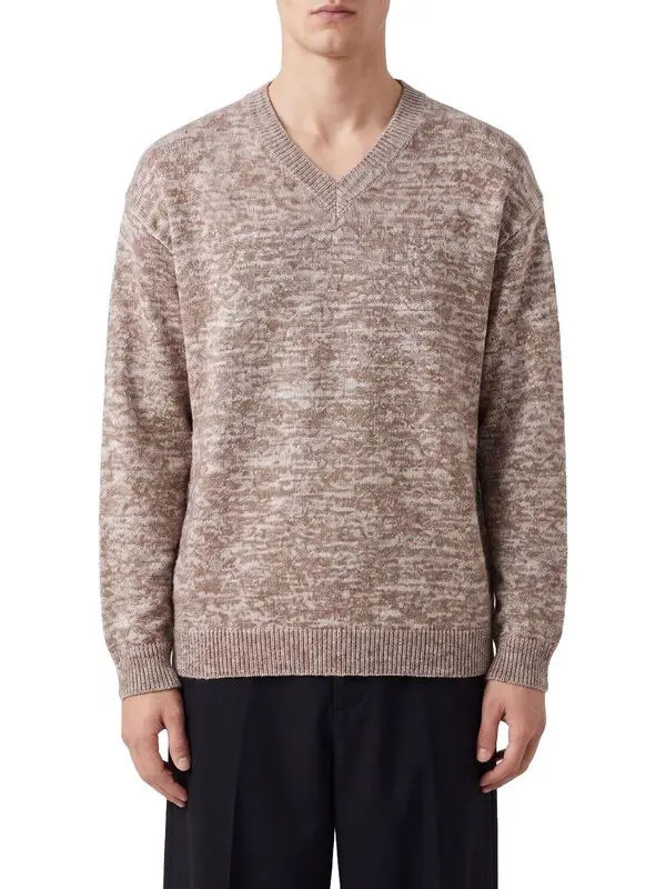 MAISON MARGIELA Classic V-neck Long-sleeved Cotton Jumper - Beige