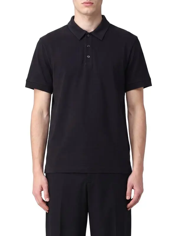 MAISON MARGIELA Short-sleeved Cotton Polo Shirt With Four Stitches Logo - Black