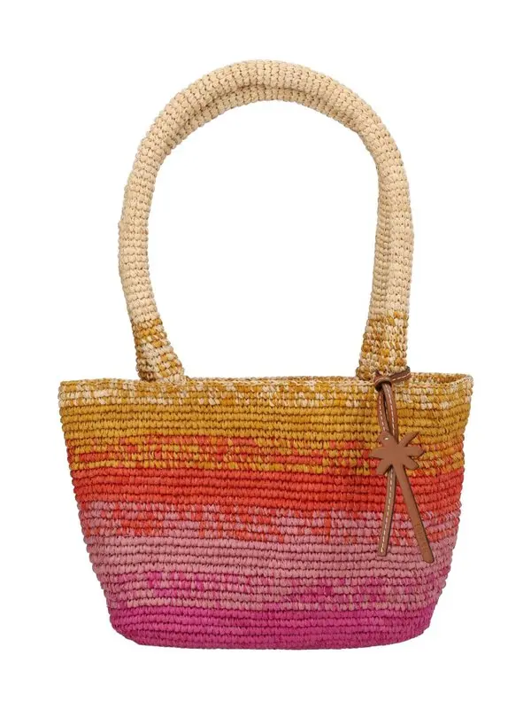 Manebí Panier Raffia Shoulder Bag With Double Handle And Charm - Beige
