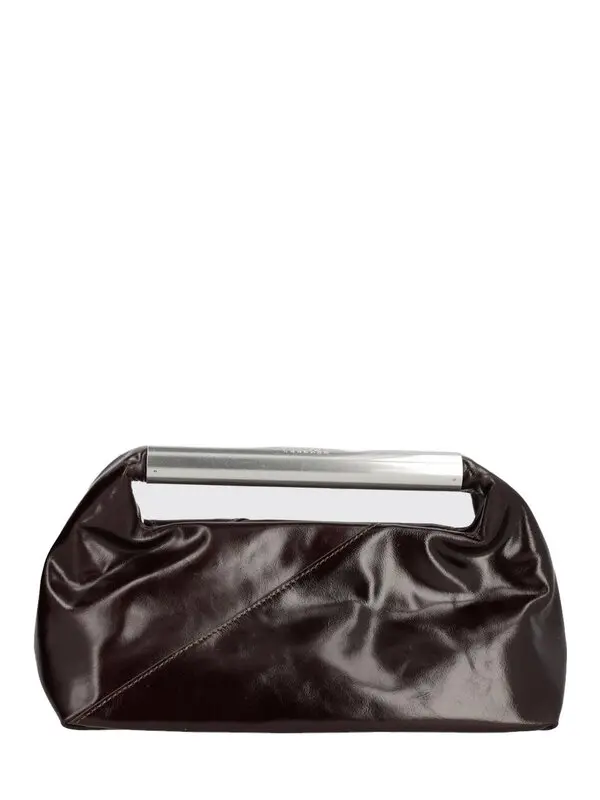 MAISON MARGIELA Small Japanese Leather Handbag With Metallic Handle - Brown