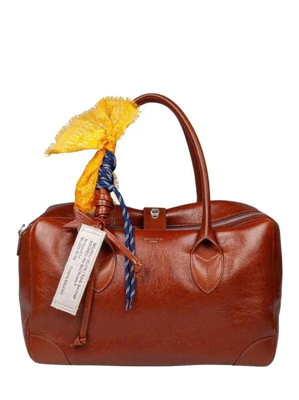 GOLDEN GOOSE Vita Leather Handbag With Double Handle And Detachable Shoulder Strap - Brown