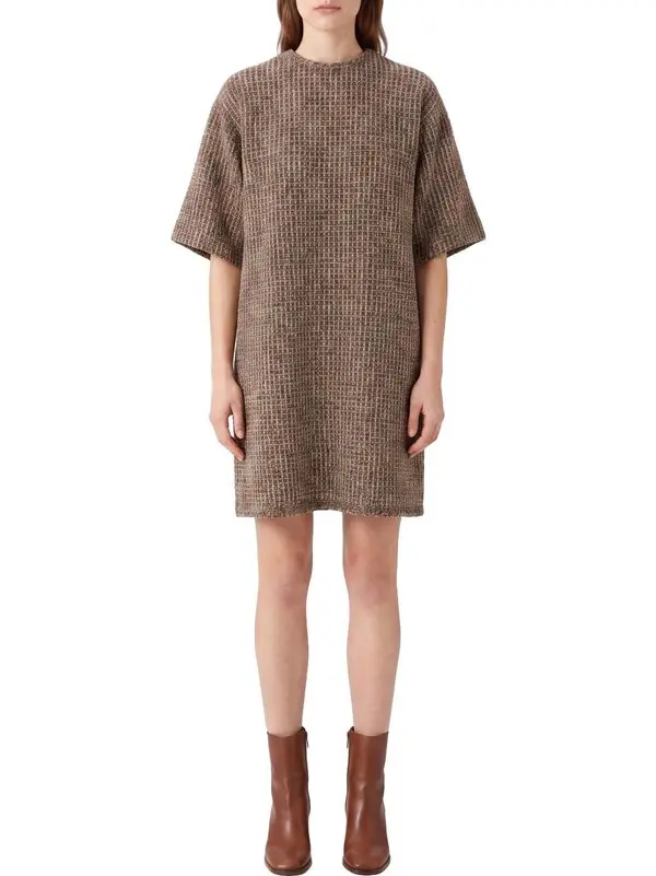 Fabiana Filippi Tweed Sheath Mini Dress With Sequin Embroidery - Ebony