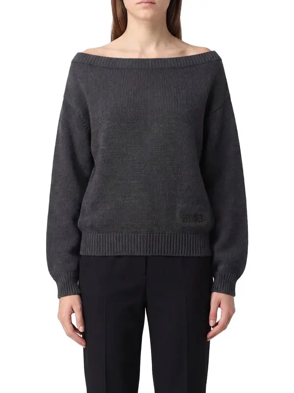 MAISON MARGIELA Asymmetric Wool-blend Knit Mini Dress - Grey