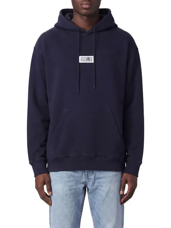 MAISON MARGIELA Cotton Hoodie With Numeric Logo - Navy