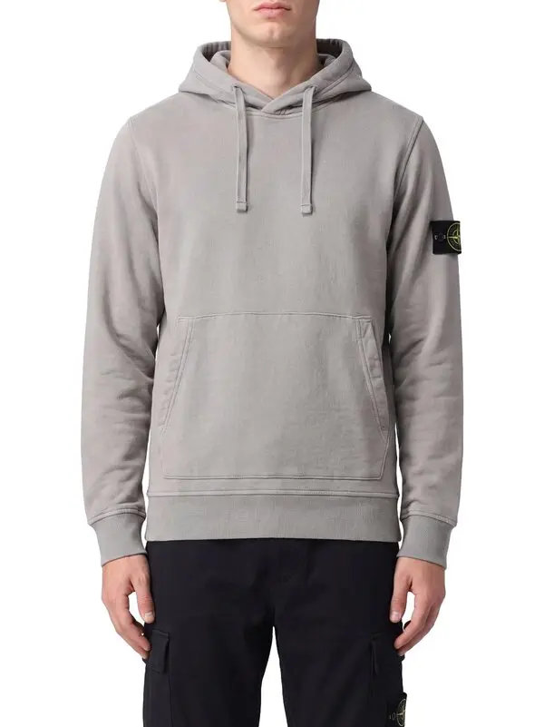 Stone Island Relaxed Fit Cotton Hoodie With Kangaroo Pocket - Grey 1