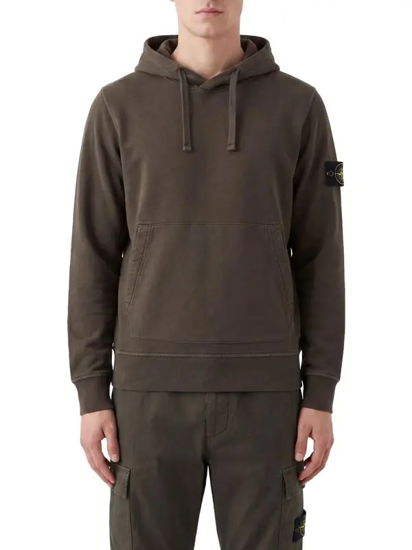 Stone Island Relaxed Fit Cotton Hoodie With Kangaroo Pocket - Grey