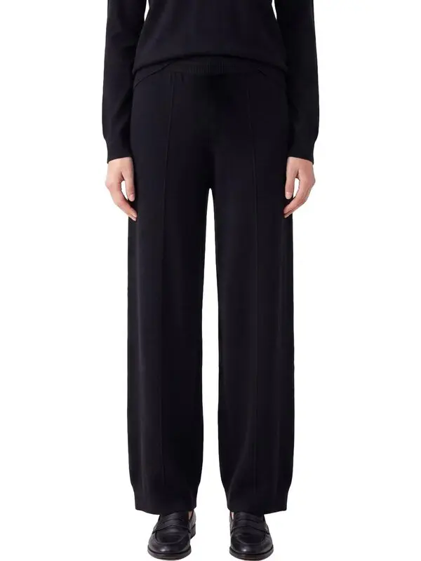 Fabiana Filippi Straight-leg Wool, Silk, And Cashmere Knit Trousers - Black