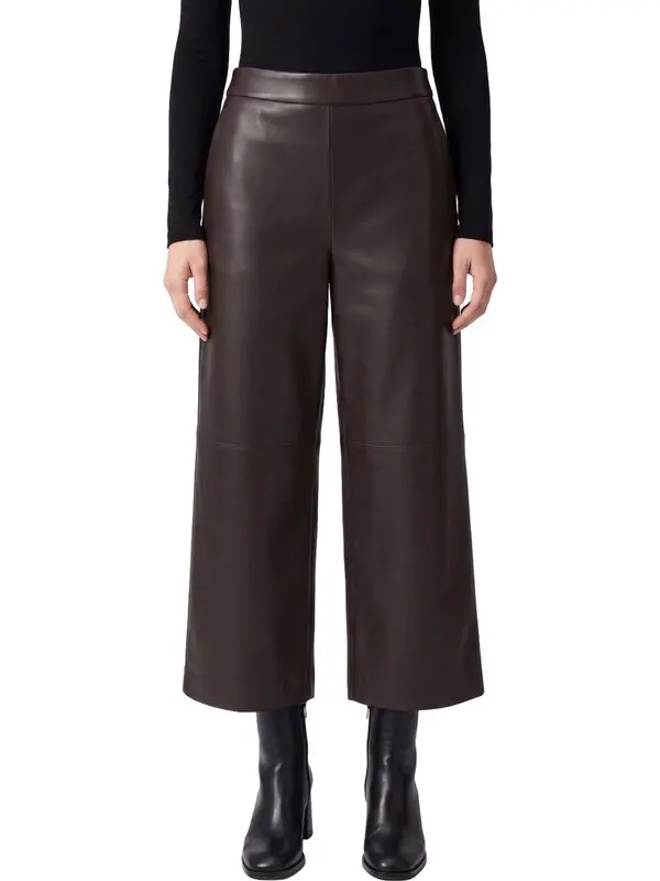 Max Mara Cropped Wide-leg Faux Leather Trousers - Brown