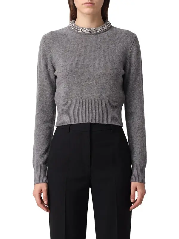 Pinko Embellished Crew Neck Sweater - Grey