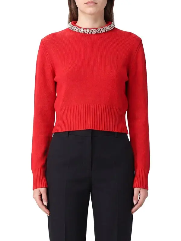 Pinko Embellished Crew Neck Sweater - Red