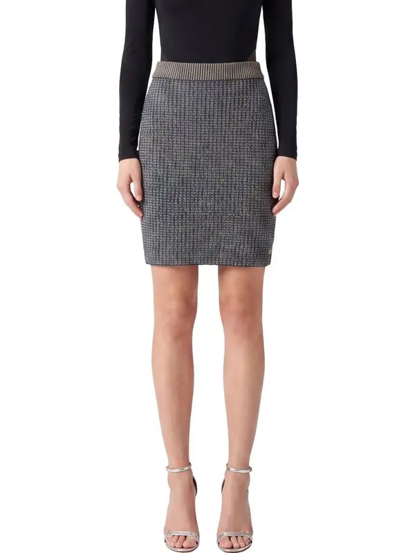 Balmain High-waisted Knit Mini Pencil Skirt With Sequin Embroidery - Blue