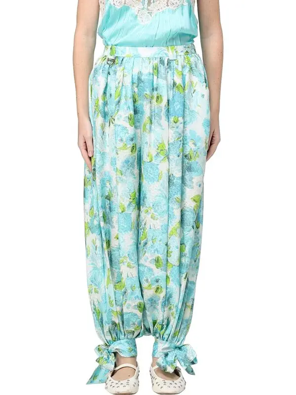 Chloé Floral Print Silk Wide-leg Trousers - Blue