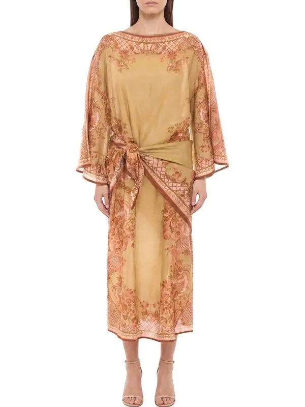 Zimmermann Paisley Print Silk Midi Tunic - Beige