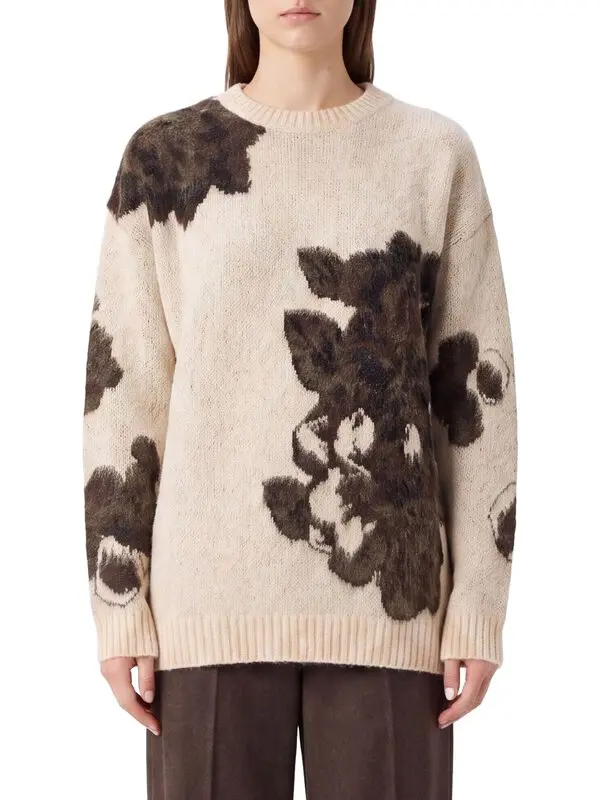 Pinko Textured Floral Print Pullover - White
