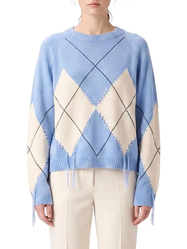 Pinko Argyle Knit Sweater - Blue