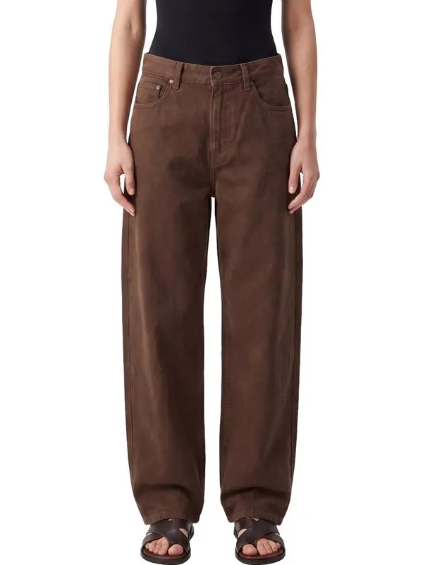 Pinko Estelle Baggy Jeans In Cotton Denim - Brown