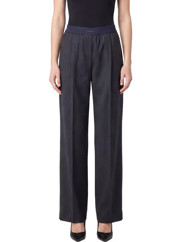 Pinko Phaius High-waisted Wool Blend Palazzo Trousers - Blue