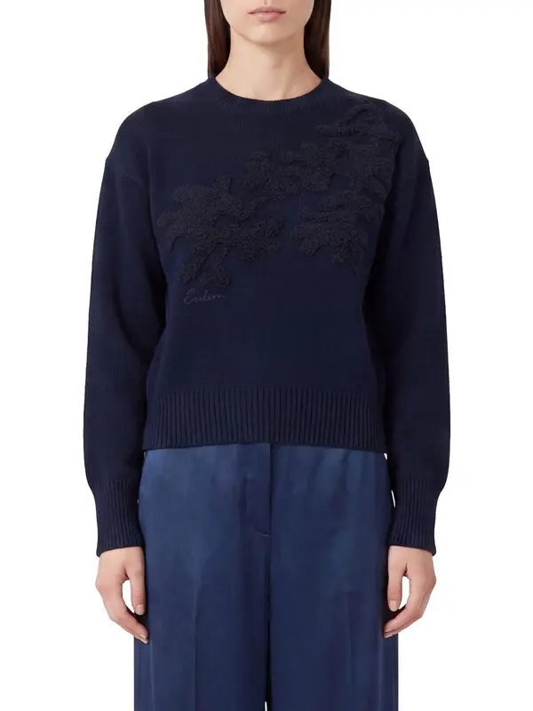 Erdem Embellished Crew Neck Sweater - Blue