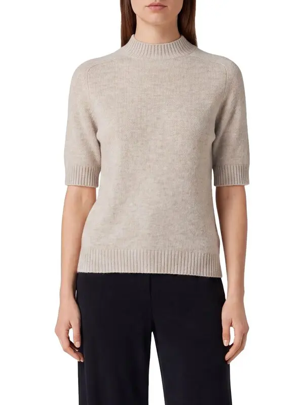 Loulou De Saison Ruth Slim Fit Short-sleeved Cashmere Roll Neck - Beige