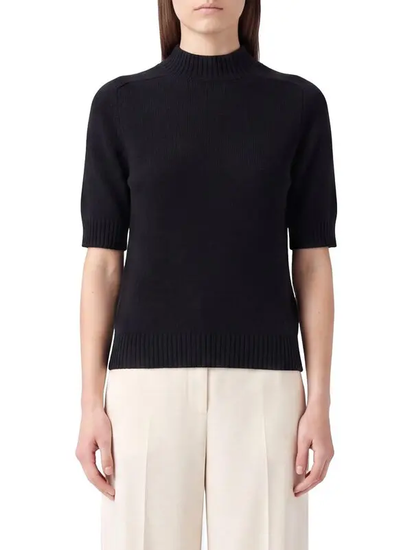Loulou De Saison Ruth Slim Fit Short-sleeved Cashmere Roll Neck - Black