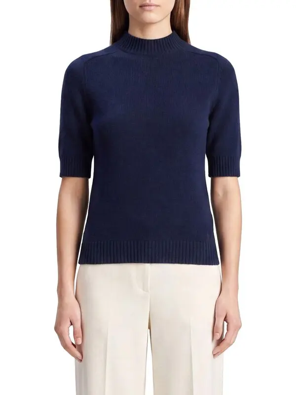 Loulou De Saison Ruth Slim Fit Short-sleeved Cashmere Roll Neck - Blue