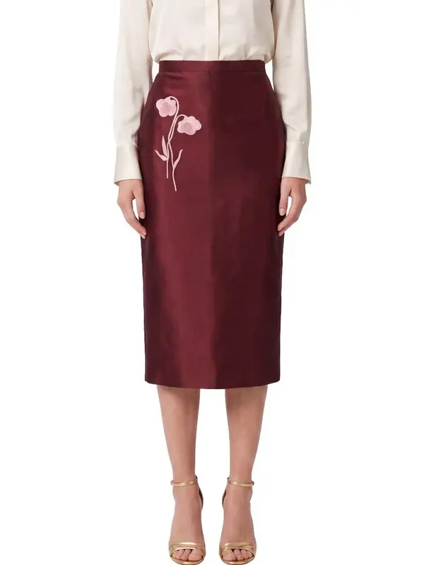 Erdem Floral Silk Blend High-waisted Midi Pencil Skirt - Red