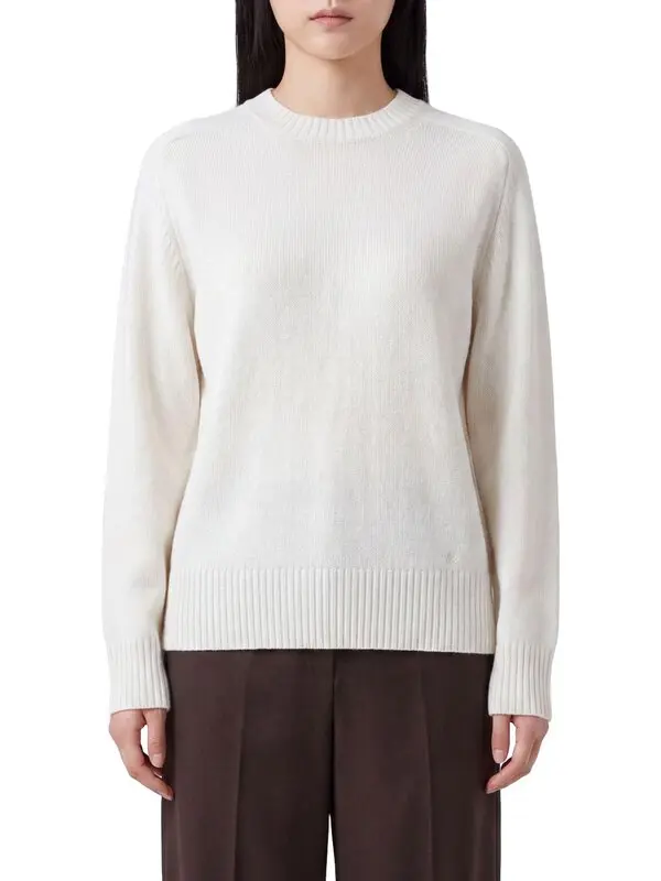 Loulou De Saison Crewneck Jumper In Pure Cashmere - White
